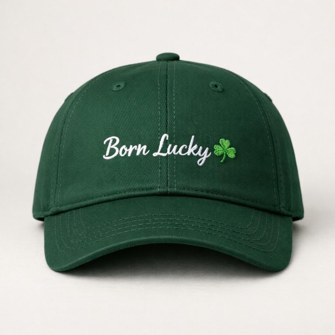 Custom Born Lucky Hat St Patricks Day Irish Clover Embroidered Baseball ...