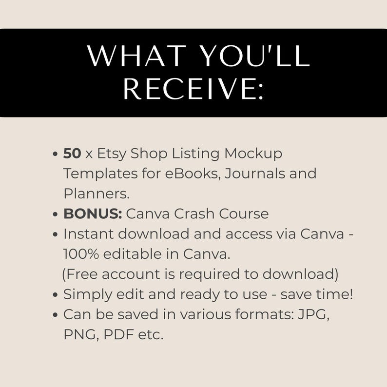 50 Etsy Listing Mockup Templates Canva | Journal, Ebook & Planner ...