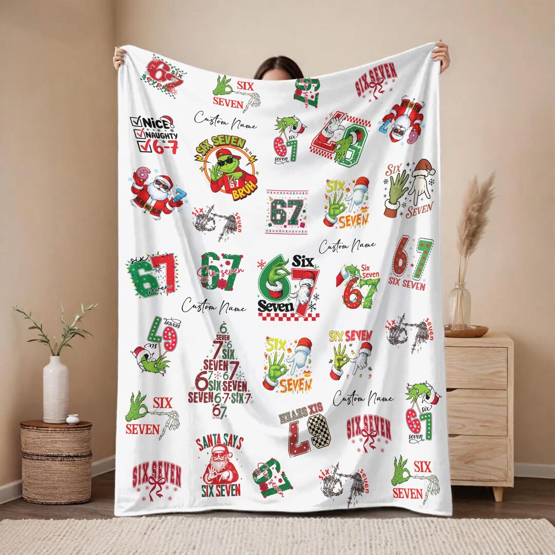 67 Trend Blanket, Six Seven Viral Teen Gift, Custom Name Throw ...