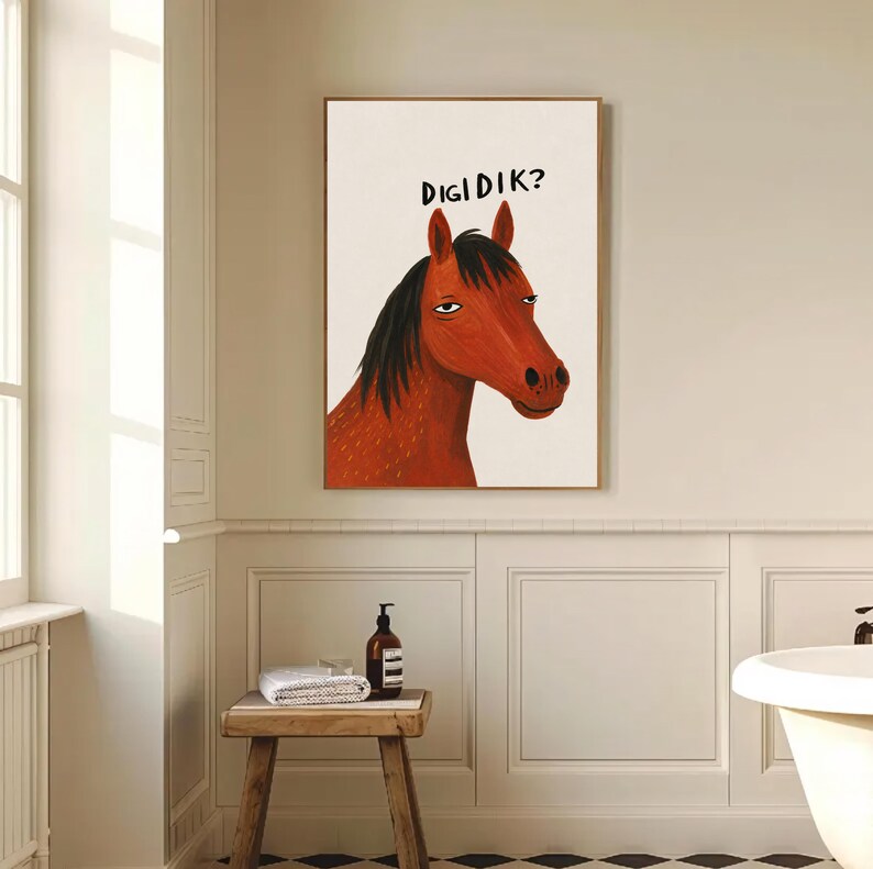 Funny Horse Print, Side-eye Meme Art, Whimsical Equine Quote Decor ...