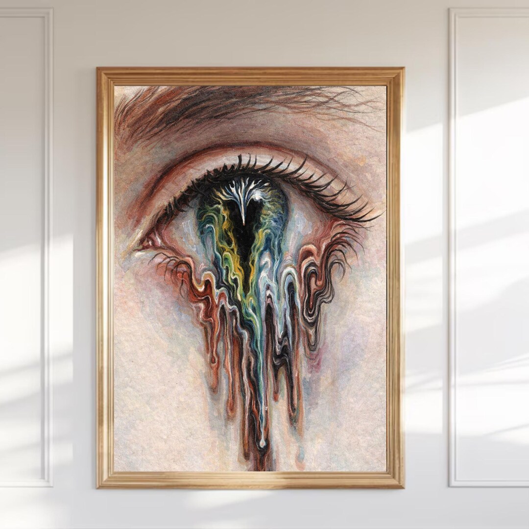 Surreal Melting Eye Portrait Print – Abstract Emotional Wall Art ...