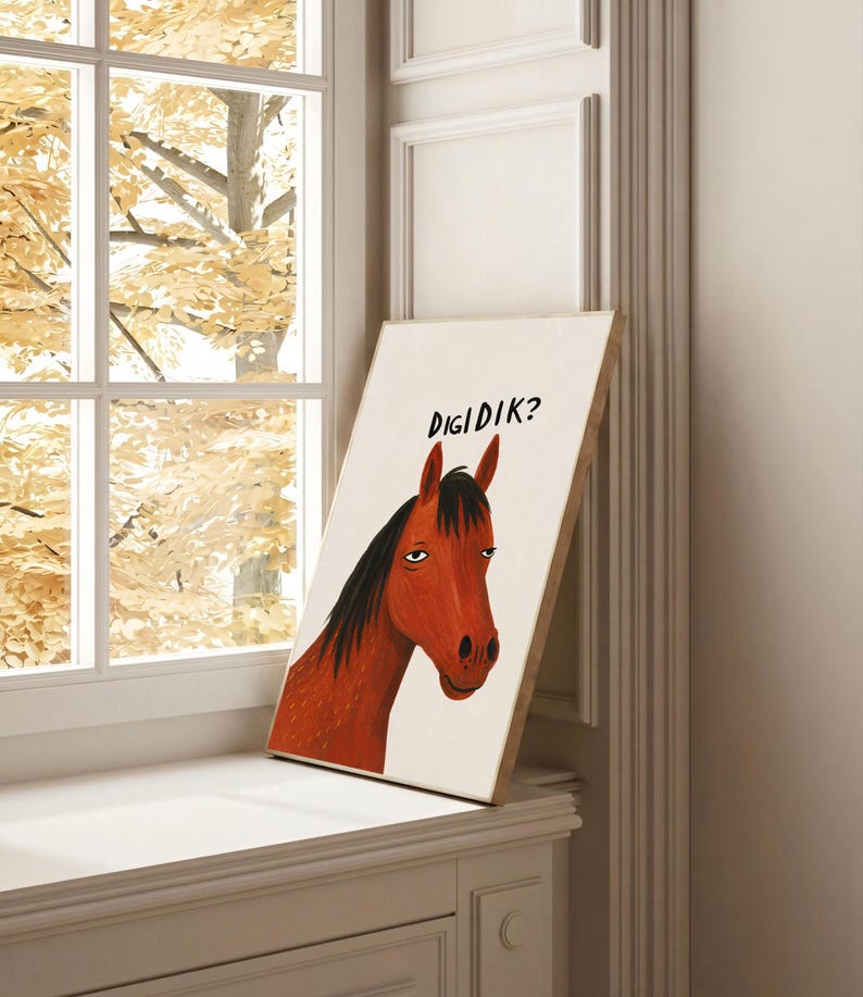 Funny Horse Print, Side-eye Meme Art, Whimsical Equine Quote Decor ...