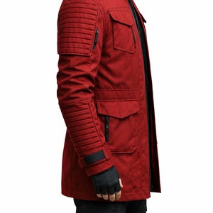 Red Tactical Utility Jacket | Military Style Field Coat | Sci-fi Pilot ...