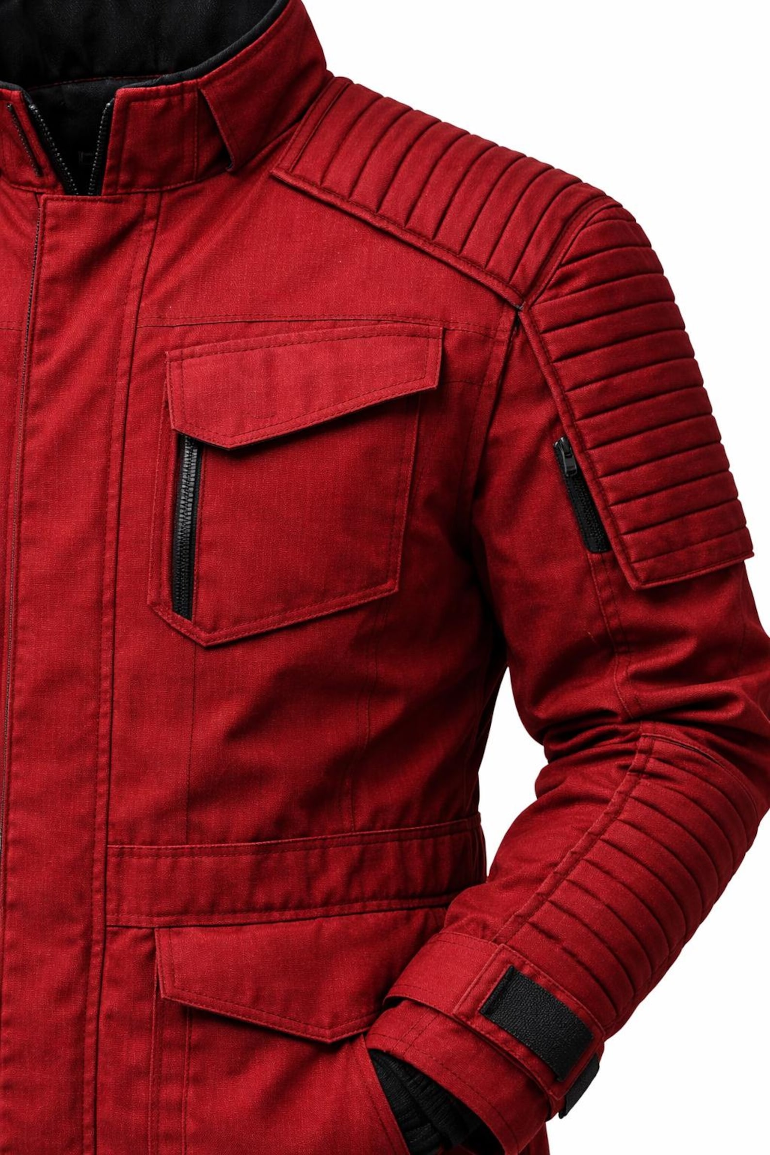 Red Tactical Utility Jacket | Military Style Field Coat | Sci-fi Pilot ...