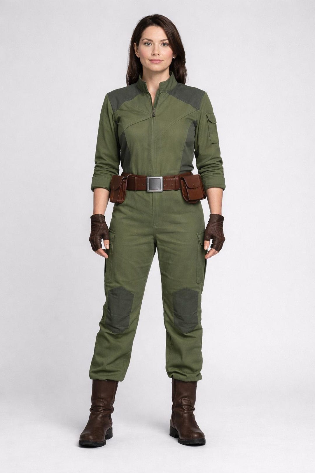 Women’s Olive Green Tactical Jumpsuit | Military Utility One-piece ...