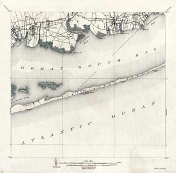 Map Fire Island New York Coast Digital Image Vintage | Etsy