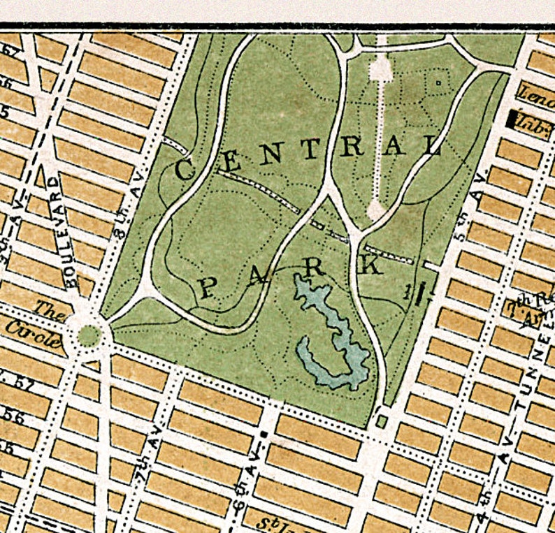Lower Manhattan Map Vintage 1800s Art Illustration New York City NYC ...