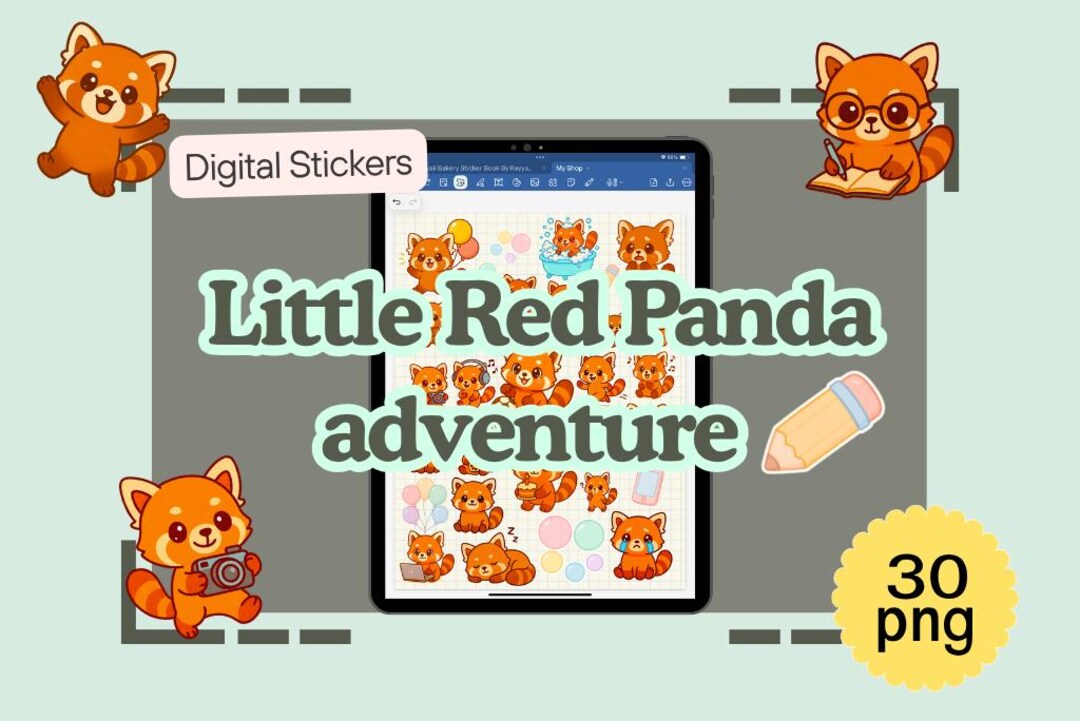 Little Red Panda Adventure Sticker Pack | 30 PNG Goodnotes Stickers - Etsy