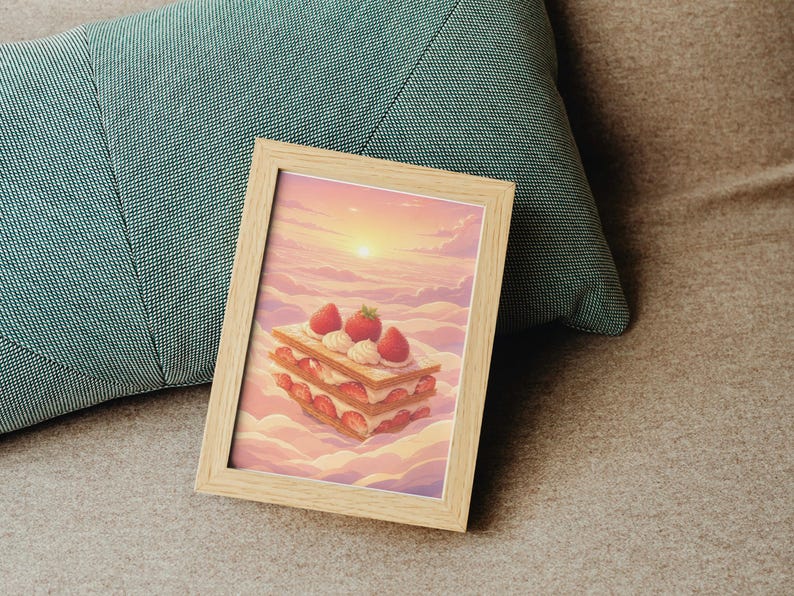 French Pastry Art, Strawberry Dessert Print for Bakery Kitchen (digital ...
