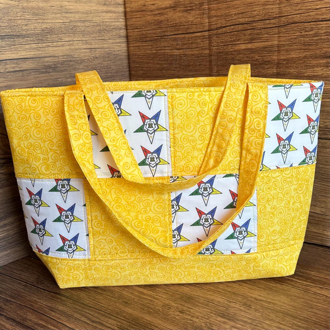 Eastern Star Patchwork Tote Bag: Handmade Cotton OES Bag - Etsy