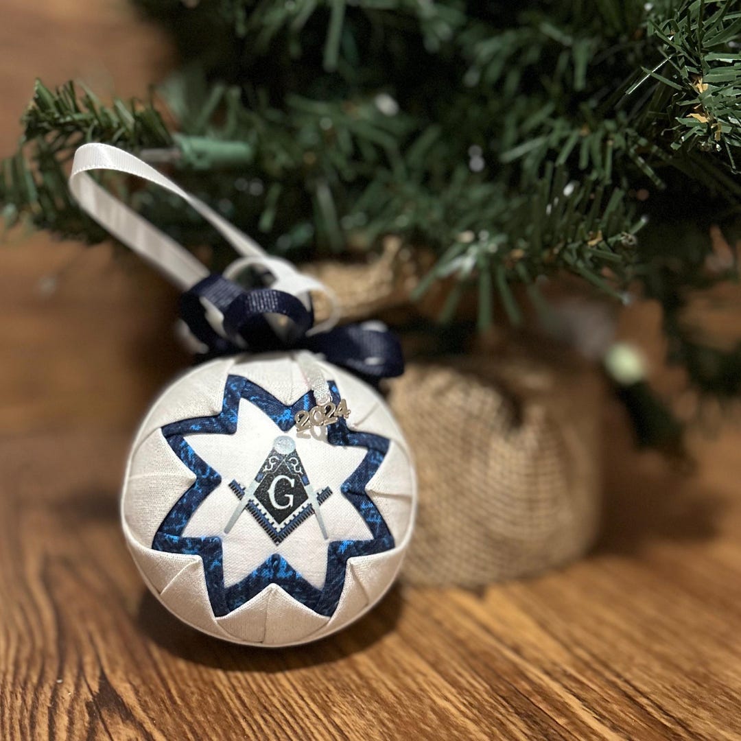 Masonic Square & Compass Quilted Fabric Christmas Ornament, Gifts for ...