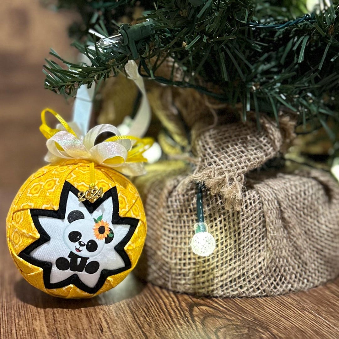 Panda Bear & Sunflower Quilted Ornament, Handmade, Sunflowers, Pandas ...