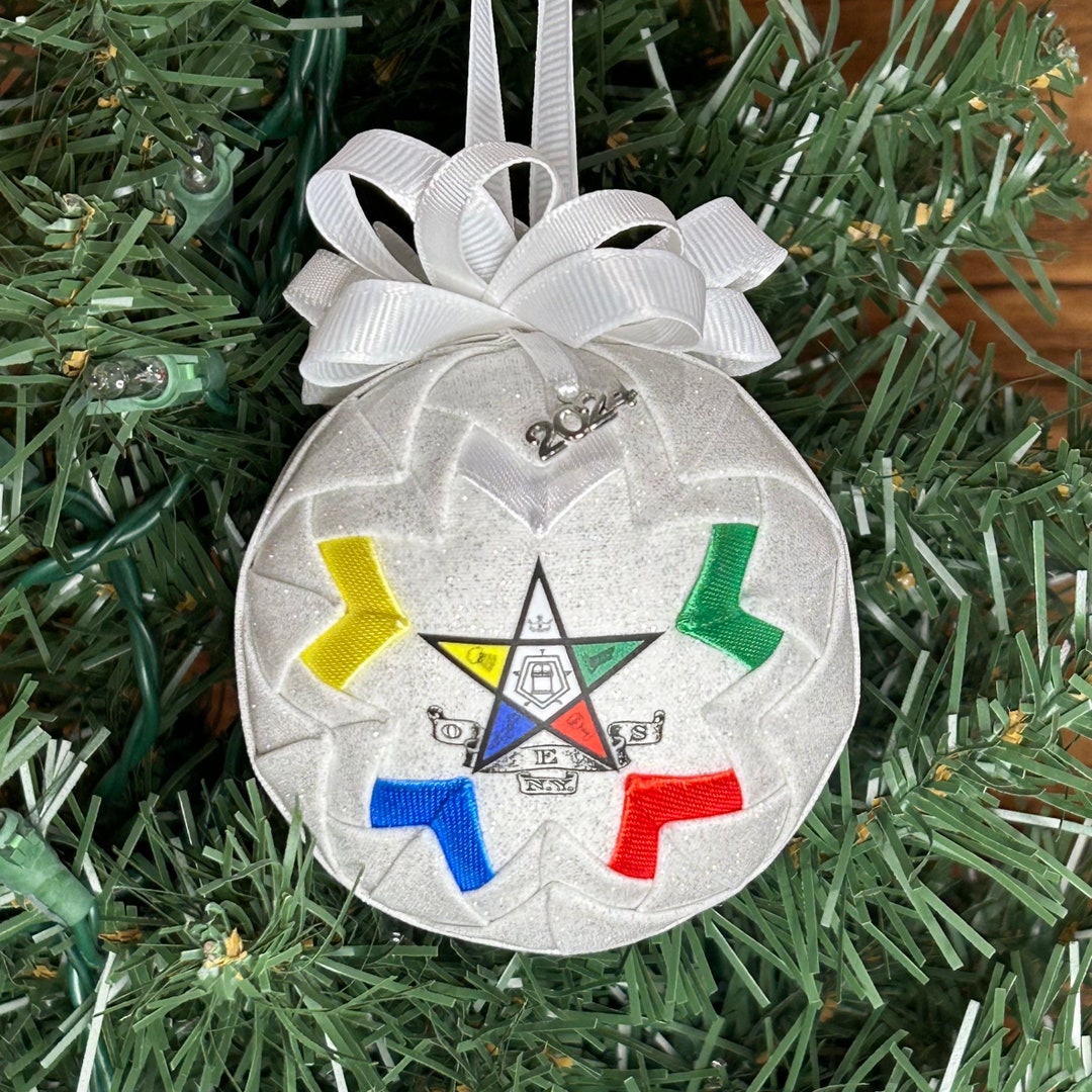 NY Order of the Eastern Star Quilted Fabric Christmas Ornament, New ...