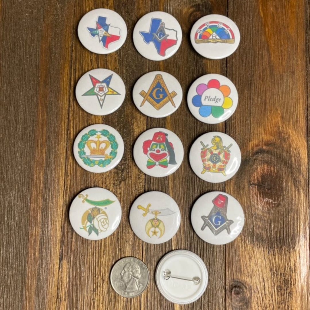 Buttons 1.25” / Masonic / Eastern Star / Shrine / Rainbow Girls ...