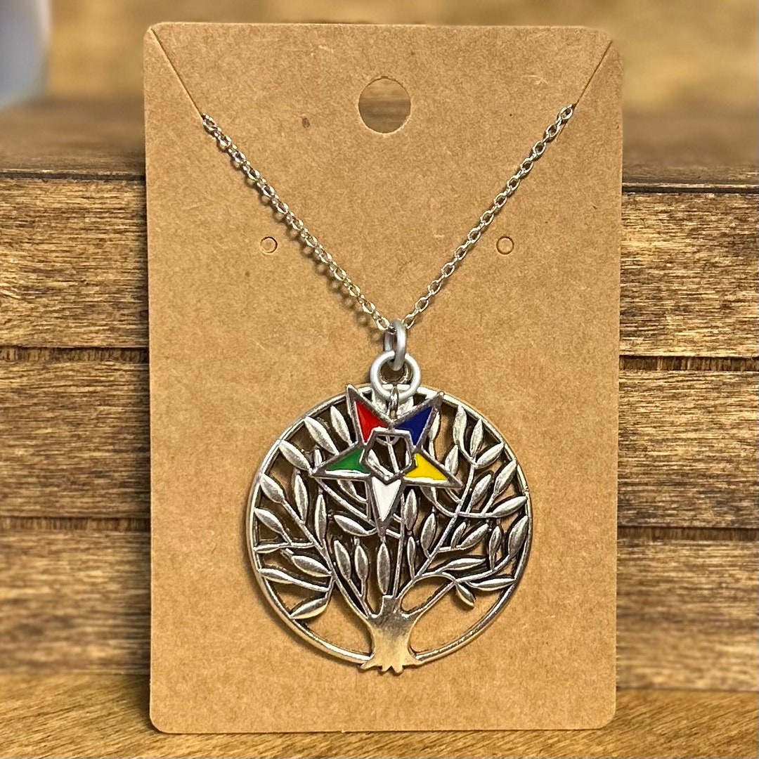 OES Tree of Life Necklace, Eastern Star Jewelry, Silvertone - Etsy