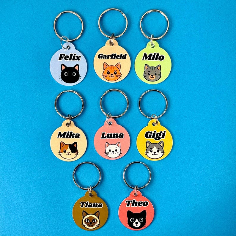 Personalized Cat ID Tag – Custom Aluminum Pet Tag With Face ...