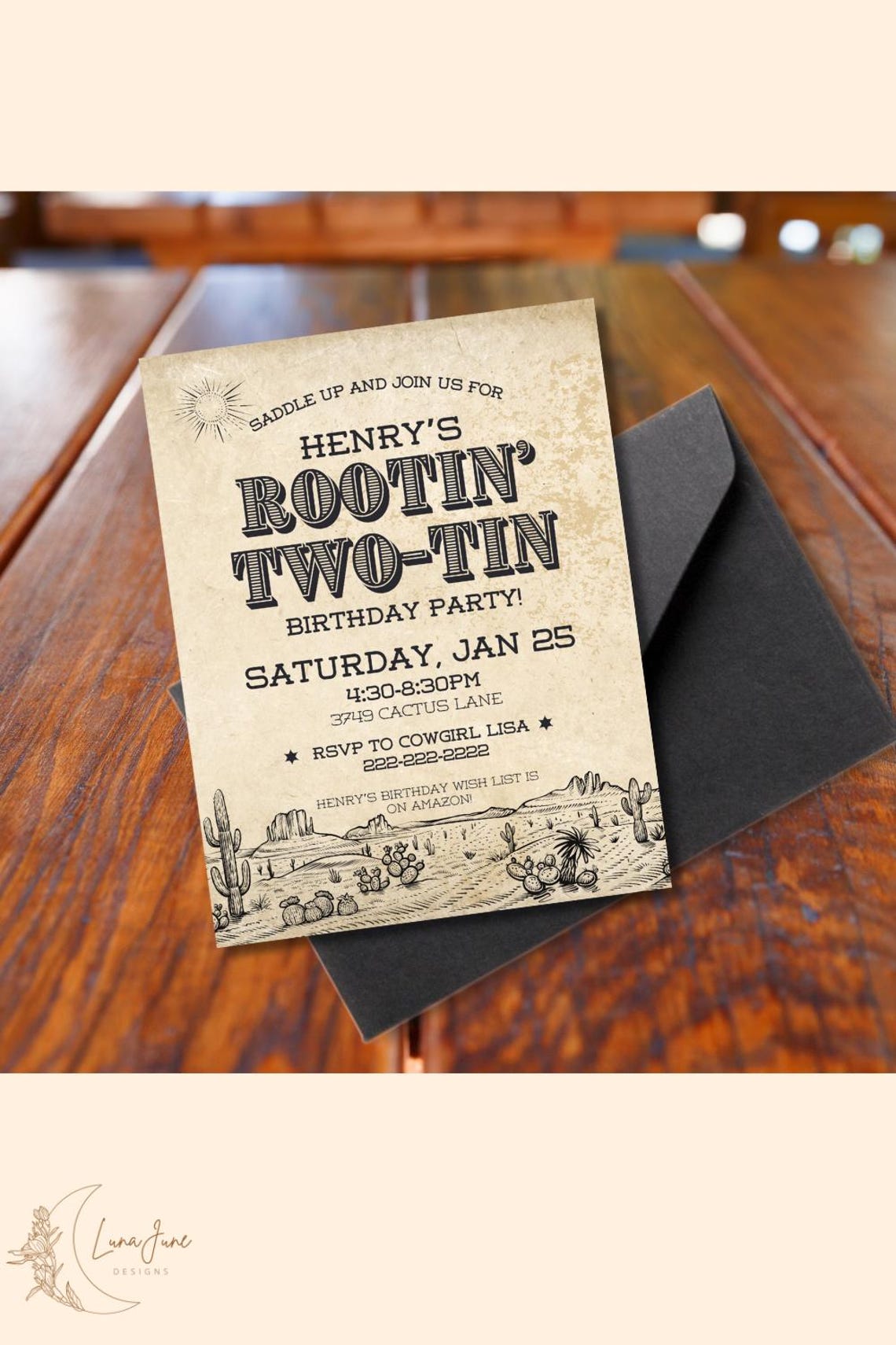 Rootin' Two-tin Birthday Party Invitation Template! - Etsy