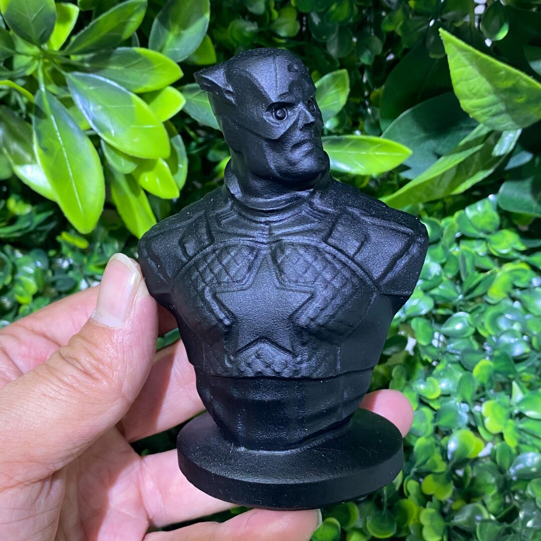 Natural Matte Black Obsidian Batman Crystal Carvings Ornament Healing ...