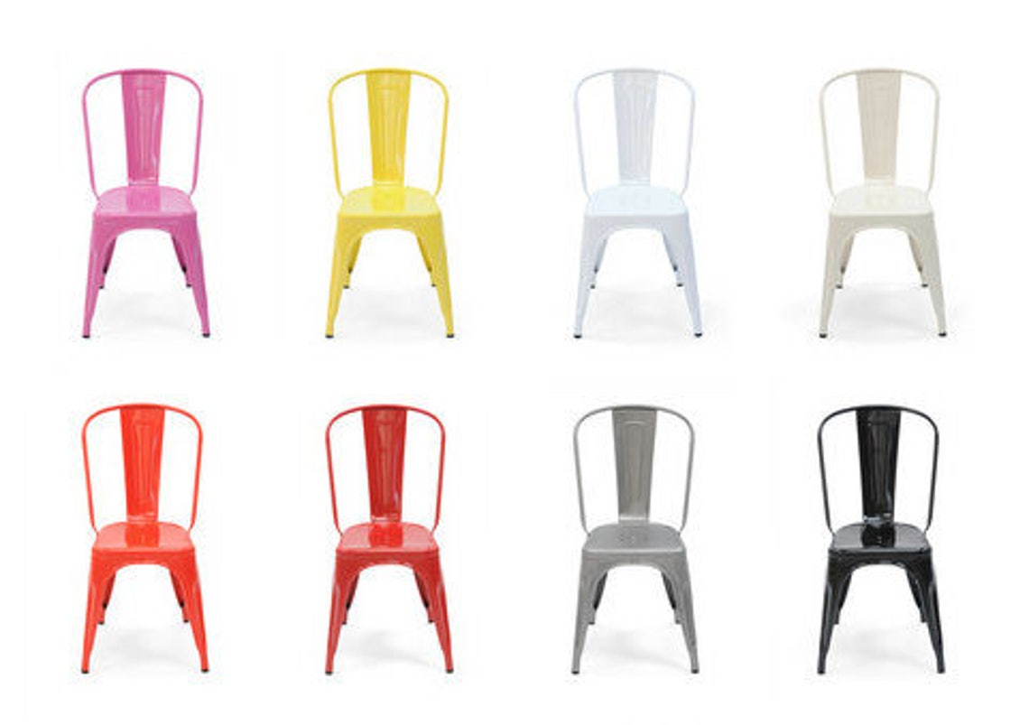 Custom Tolix Style High Back Side Chair in White Black | Etsy