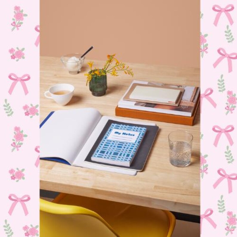 Blue Bow Digital Notebook | Printable Lined Pages | My Notes Notebook ...