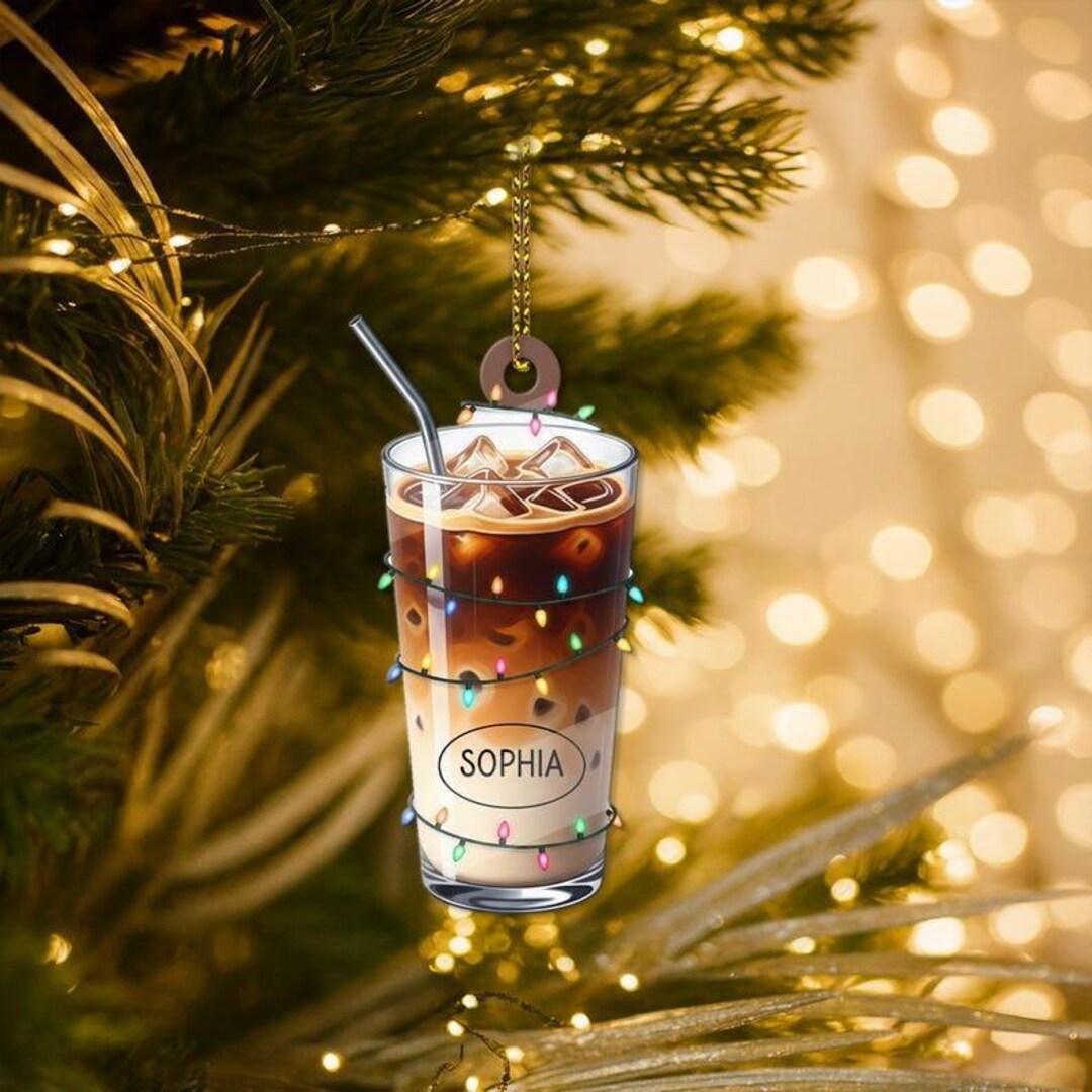 Custom Iced Coffee Ornament, Customizable Barista Gift, Personalized ...