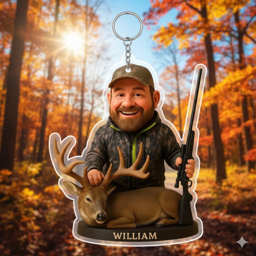 Personalized Hunting Keychain, Custom Photo Hobby Gift for Hunters ...