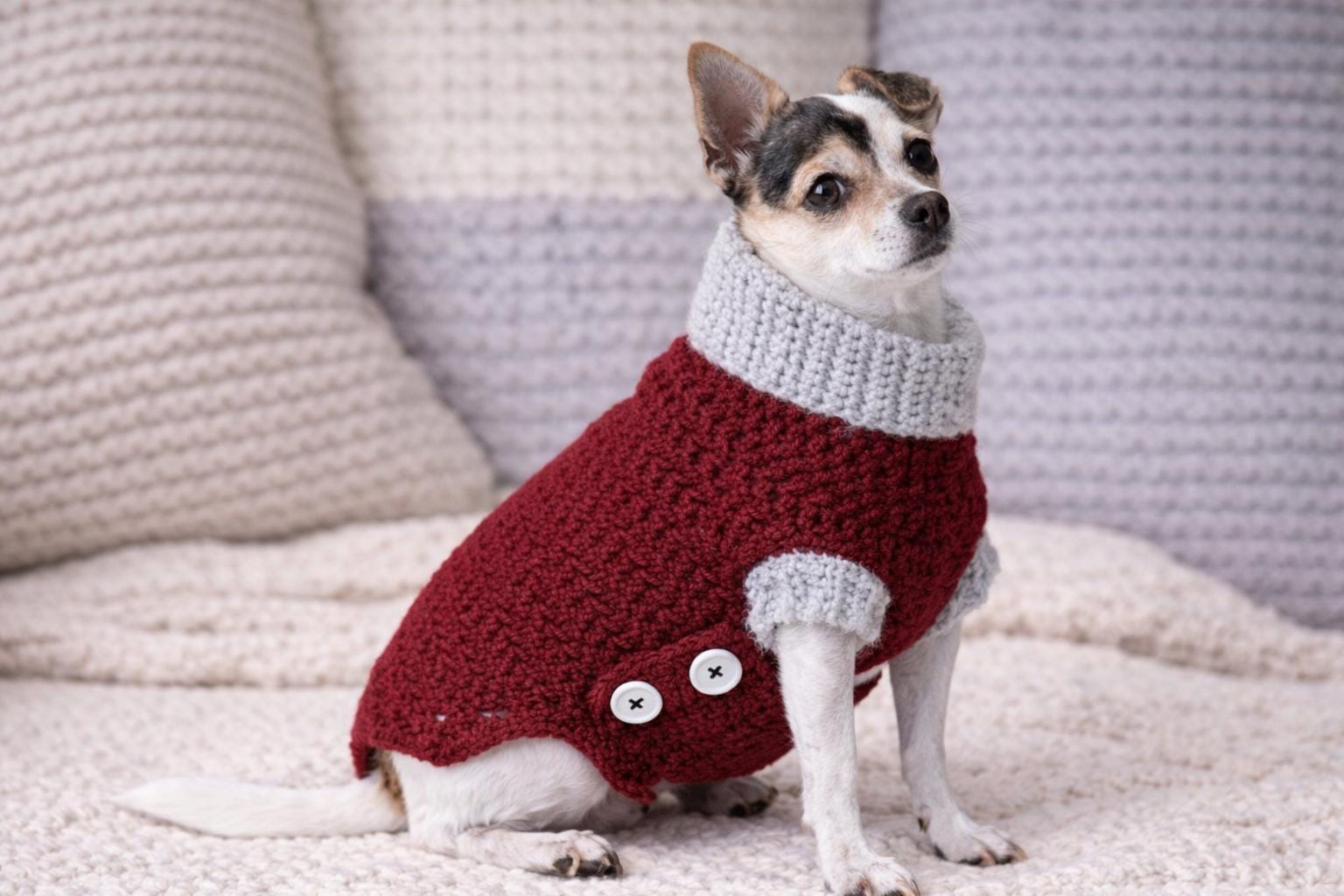 Crochet Dog Sweater Pattern | Cowl Neck Dog Coat | Small to Large Dogs ...