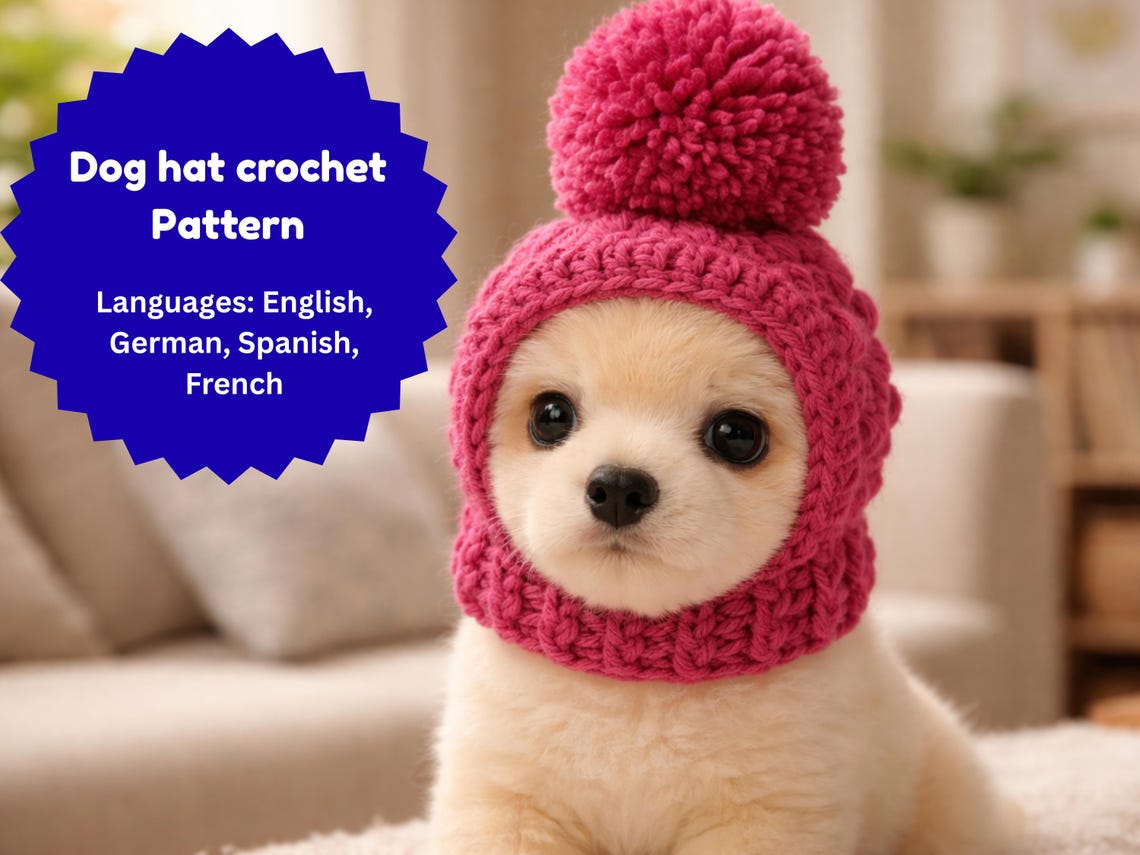 Crochet Dog Hat Pattern PDF | Small Puppy Hat | Hua Headwarmer | Pet ...