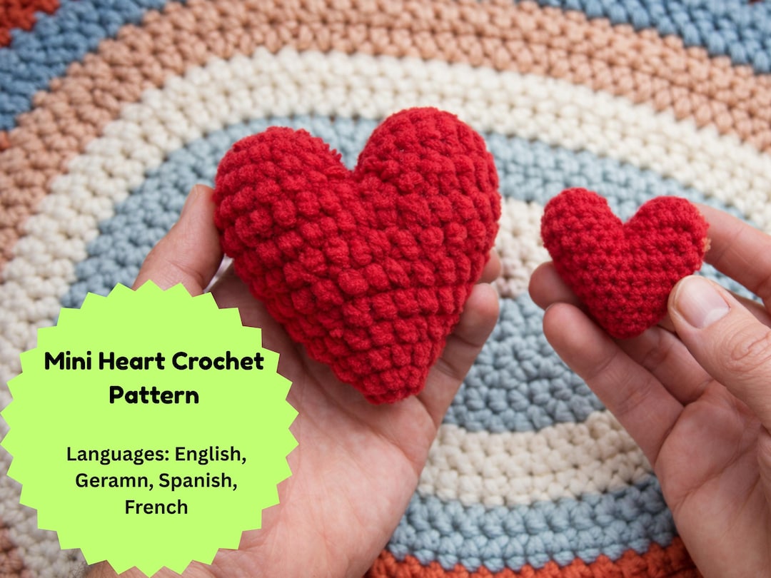 Mini Heart Crochet Pattern PDF | Easy Beginner Valentine’s Day Gift ...