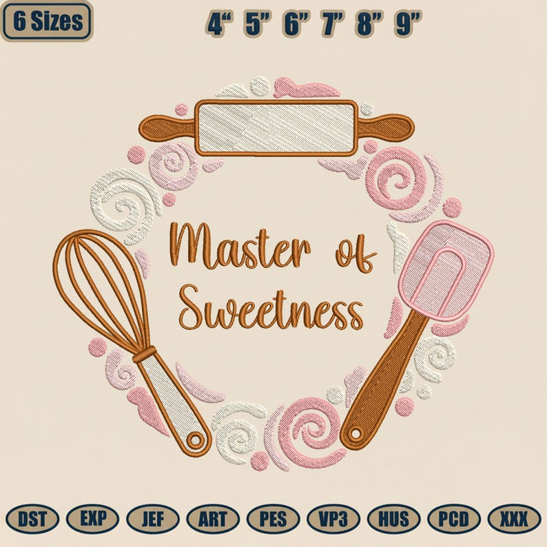 Baking Embroidery Designs, Master of Sweetness Bakery Tool DST PES ...