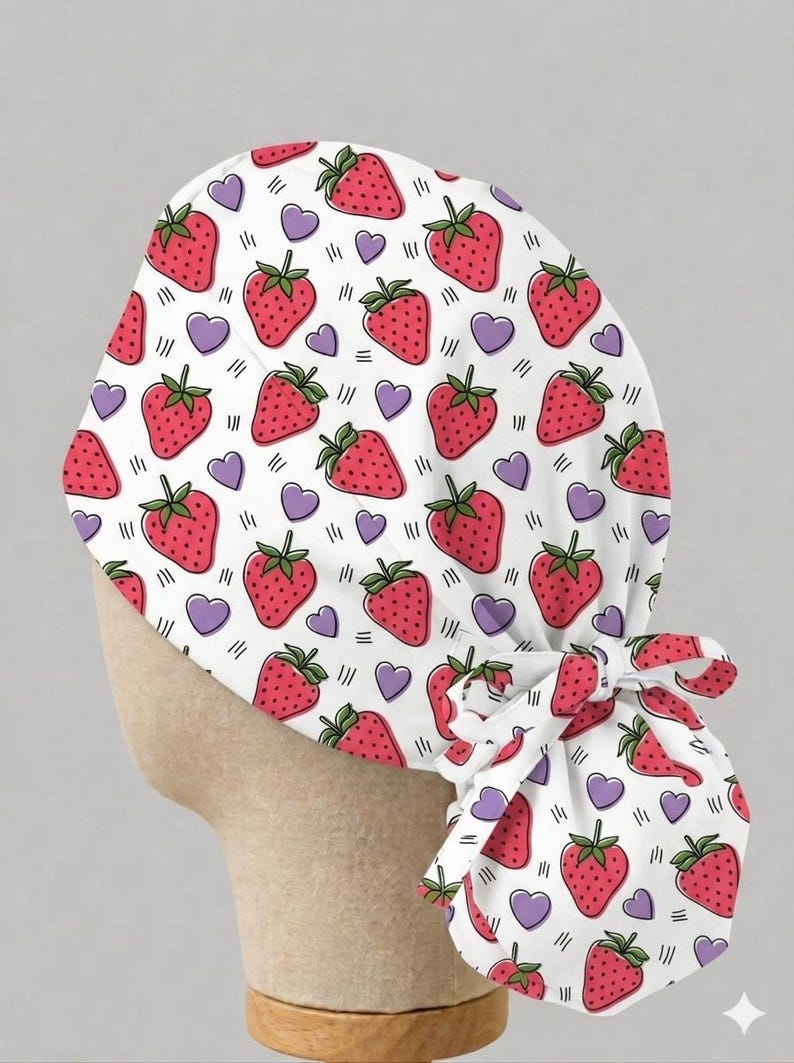 Strawberry Ponytail Scrub Cap, Nurse Surgical Hat - Etsy