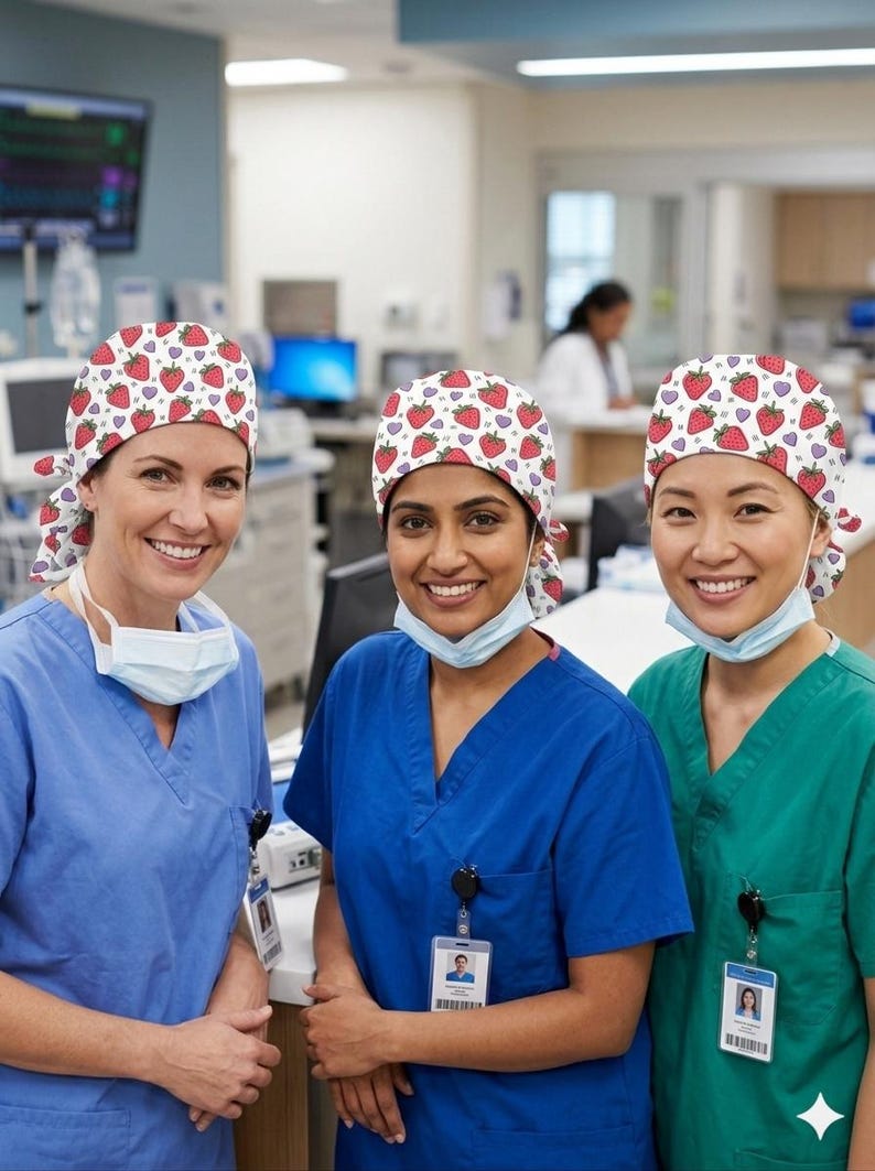 Strawberry Ponytail Scrub Cap, Nurse Surgical Hat - Etsy