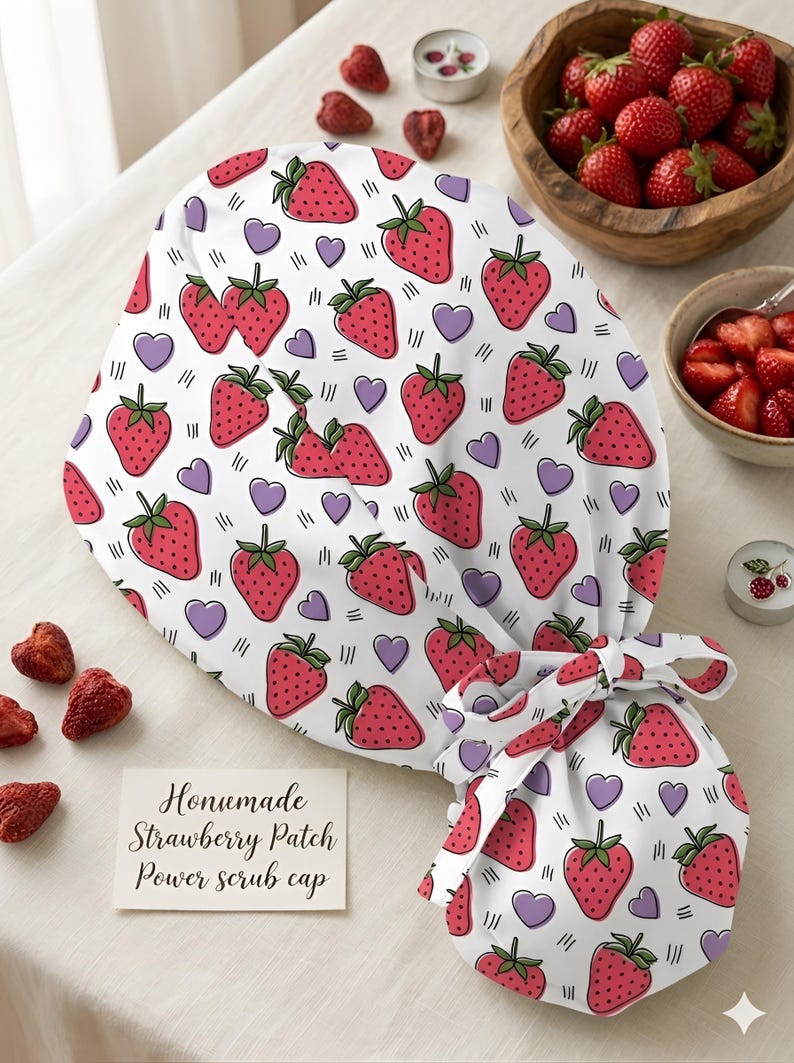 Strawberry Ponytail Scrub Cap, Nurse Surgical Hat - Etsy