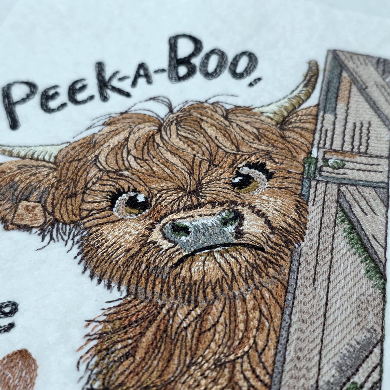 Highland Cow Machine Embroidery | Peekaboo Farm Animal Digital Pattern ...