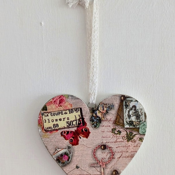 Decoupage Hearts - Etsy UK