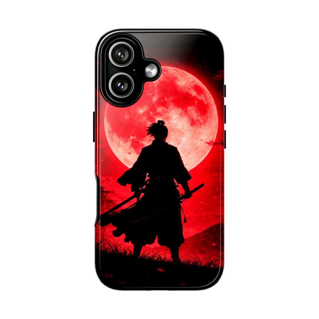 Samurai Blood Moon Phone Case Japanese Warrior Art for iPhone Samsung ...