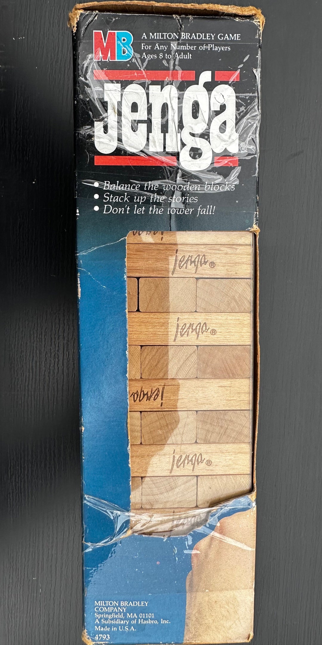 1986 Jenga Wooden Hardwood Stacking Balancing Blocks Game Milton ...