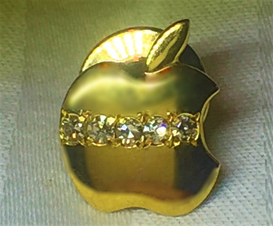 Apple Computer Service Pin - 18 Karat Gold With 5 Full Cut Diamonds ...