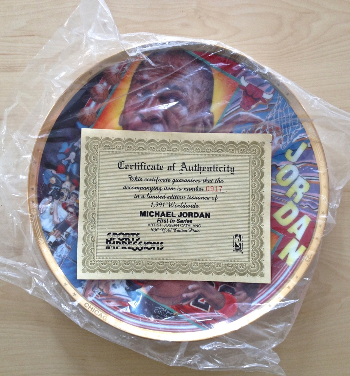 Michael Jordan Gold Commemorative Plate - NBA Superstar Series ...