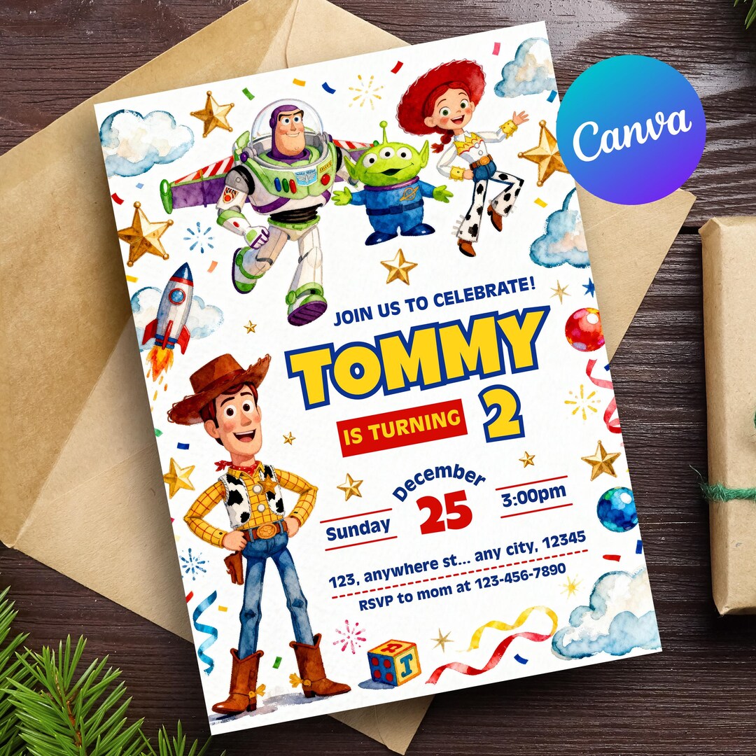 Toy Story Birthday Invitation, Editable Toy Story Party Invite, Cartoon ...