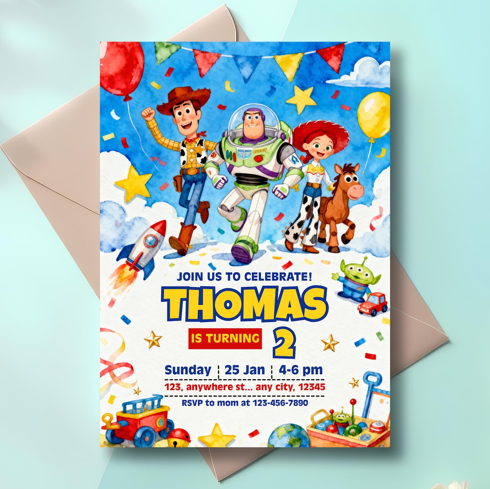 Invitación de cumpleaños de Toy Story, invitación editable para fiesta ...