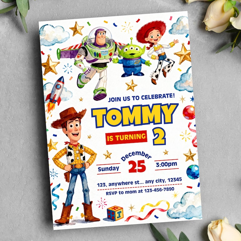 Toy Story Birthday Invitation, Editable Toy Story Party Invite, Cartoon ...