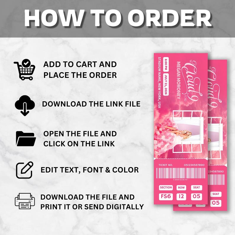 Megan Moroney the Cloud 9 Tour Ticket Template, Concert Souvenir Pass ...