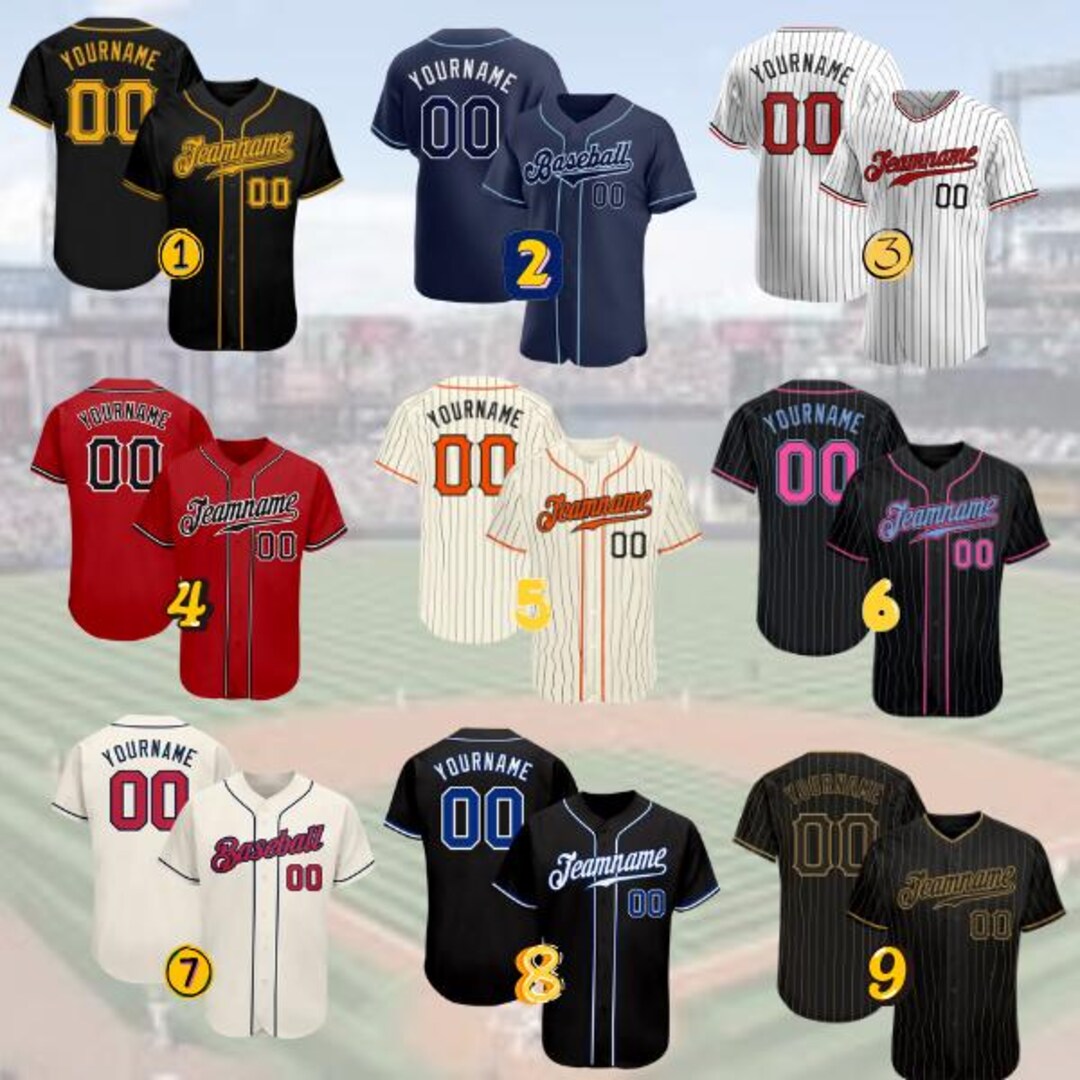Personalized Custom Baseball Jersey With Name & Number, Stripe Line ...