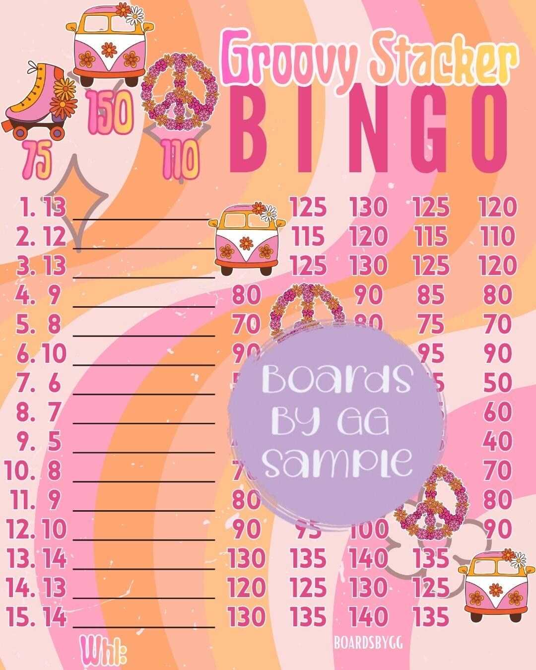 150 Stacker | Groovy Bingo Board | Digital Download - Etsy