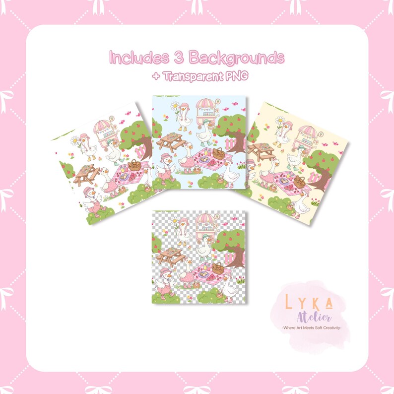 Goose Picnic Seamless Pattern, Farm Animals Cartoon, Kids Fabric Design ...