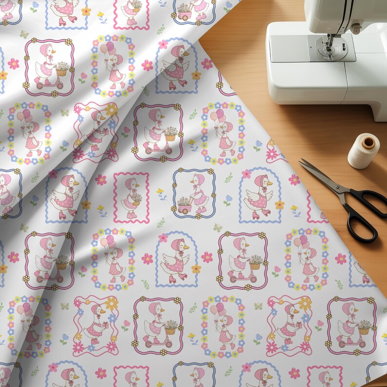 Pink Goose Seamless Pattern, Coquette Spring Nursery Fabric Background ...