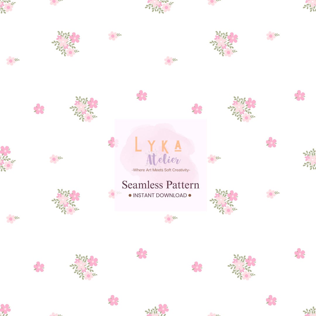 Pastel Ditsy Flower Seamless Pattern, Pink Floral Digital Paper ...