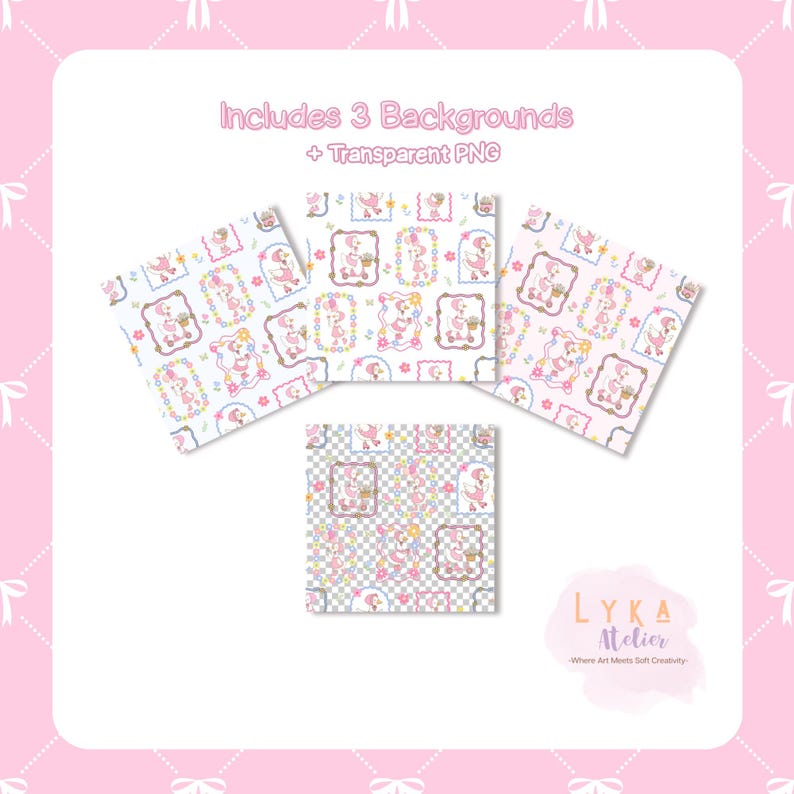Pink Goose Seamless Pattern, Coquette Spring Nursery Fabric Background ...
