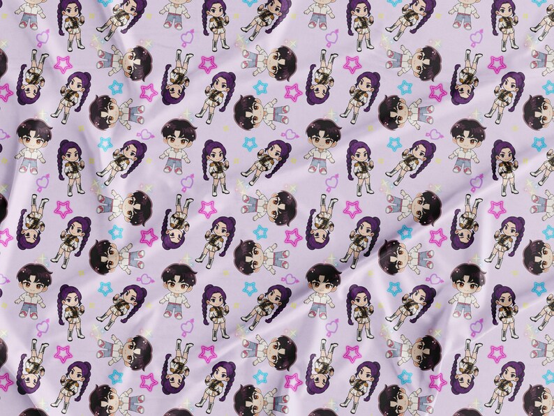 Kpop Rumi Jinu Chibi Seamless Pattern, Idol Cartoon Characters, Pastel ...